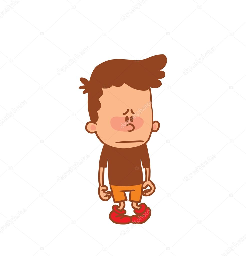 Lindo niño sintiendo su culpable, imagen en color Vector de stock por ...