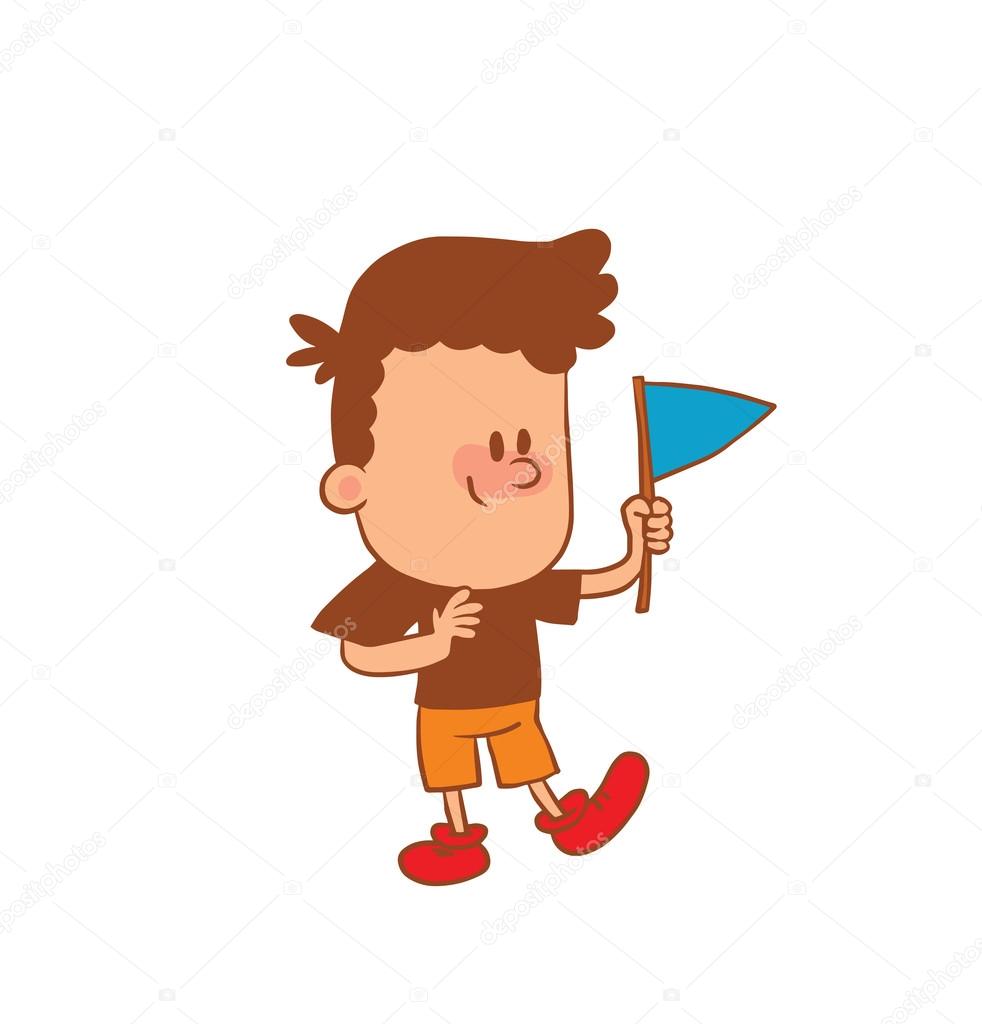 Image vectorielle Petit garçon mignon avec un drapeau, image couleur ...