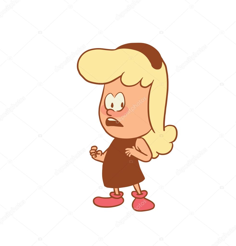 Cute little girl is looking back, color image — Stock Vector ...