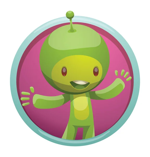 Frame with funny little green creature, flat style Stock Vector Image ...