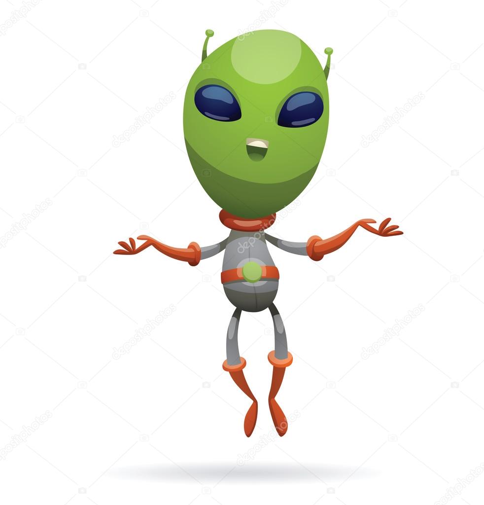 Funny green alien smiling and soaring Stock Vector by ©IvanNikulin ...