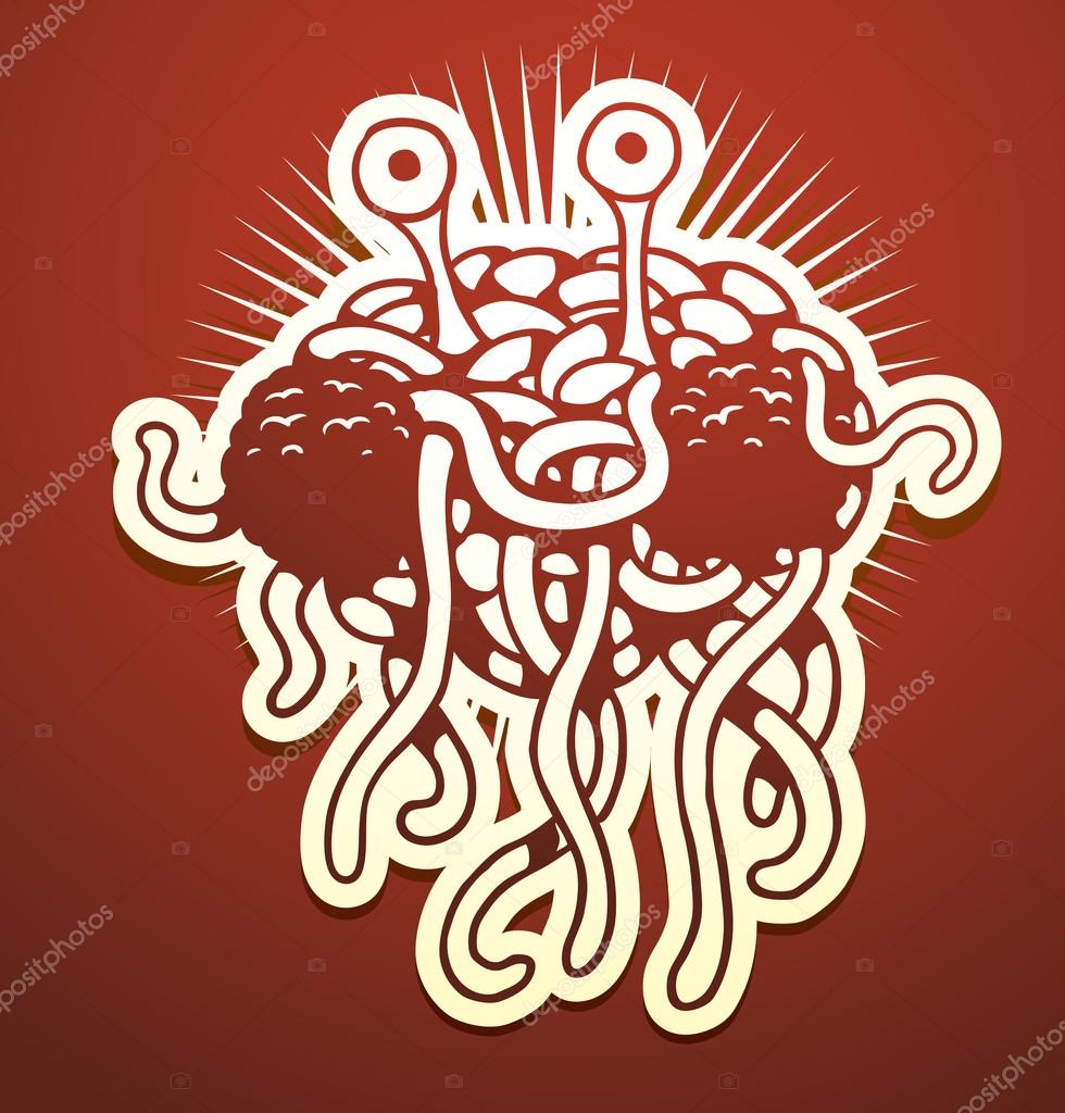 Monochrome flying spaghetti monster — Stock Vector © IvanNikulin #87555588