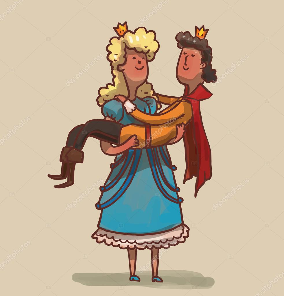 Princesa sosteniendo príncipe vector, gráfico vectorial © IvanNikulin ...