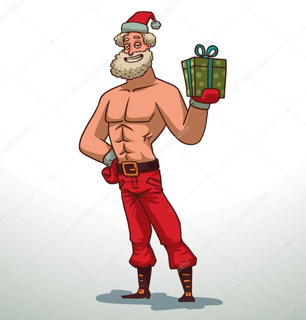 Strong Santa Claus with a green gift Stock Vector Image by ©IvanNikulin ...