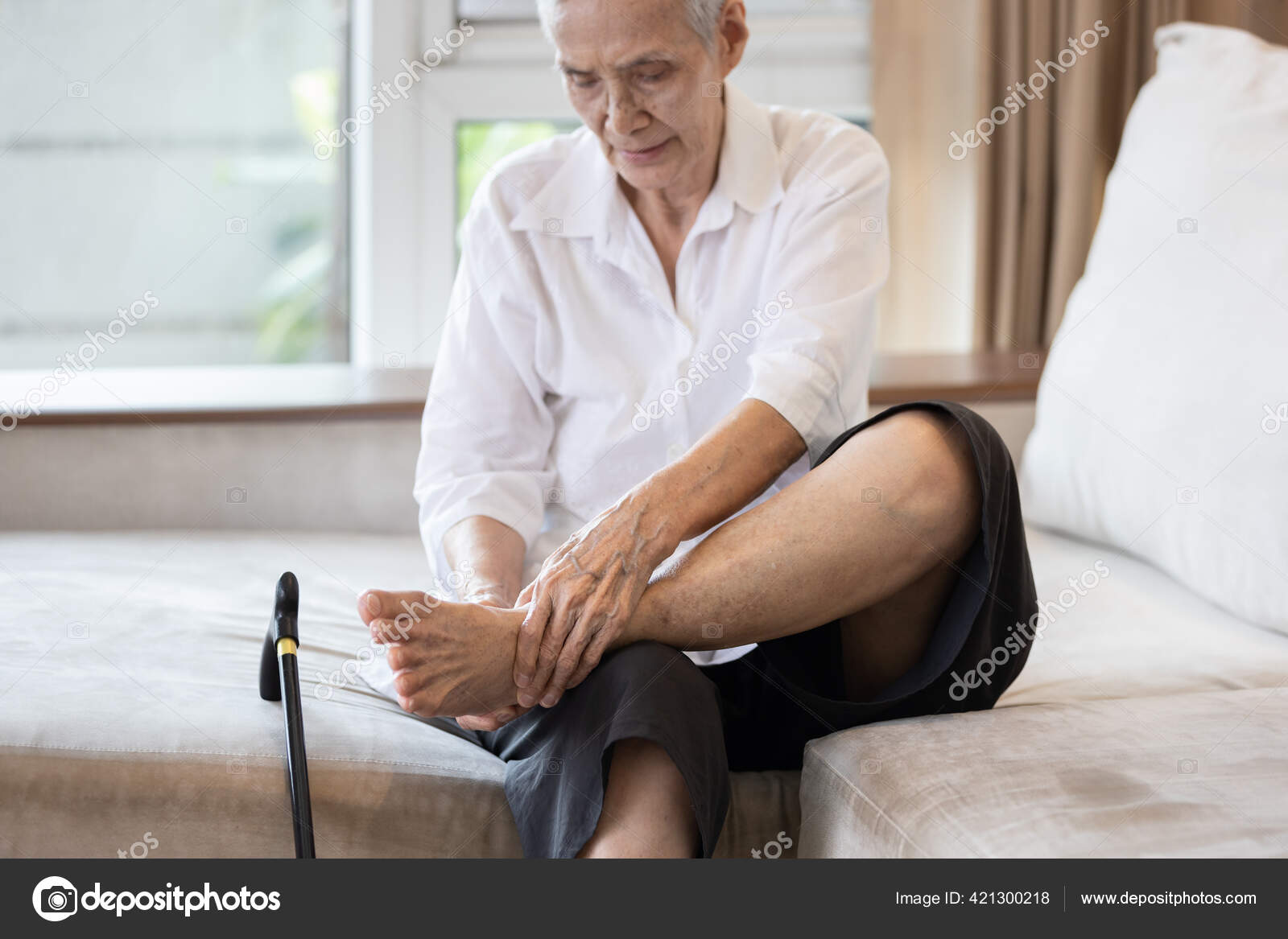 Old Elderly Foot Injuries Ankle Bone Diseases Heel Pain Soles Stock ...