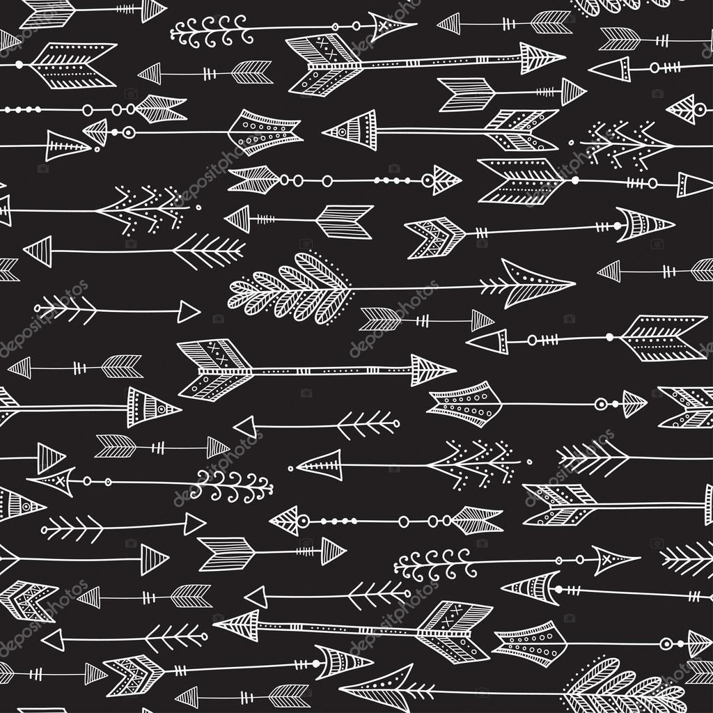 Vector seamless black and white ethnic pattern with tribal arrow ...