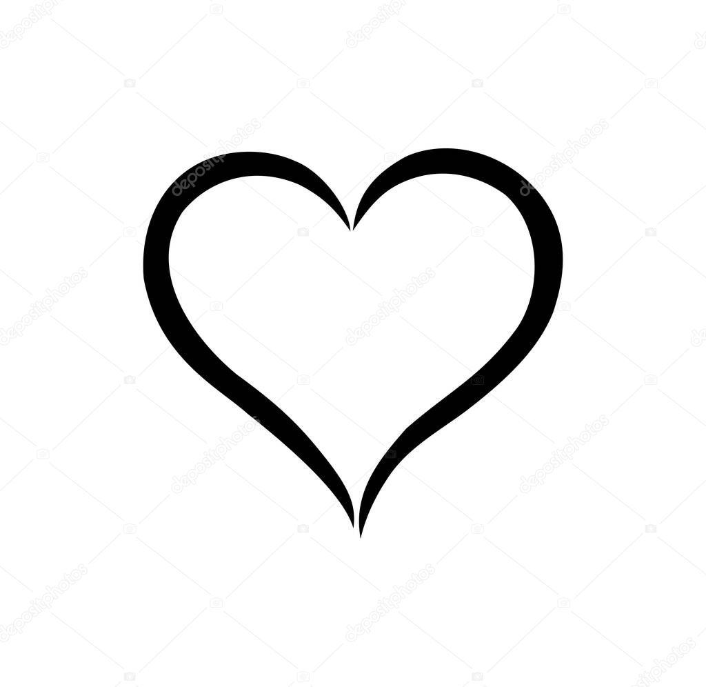 Forma de corazón negro contorno plantilla silueta dibujo. Símbolo de ...