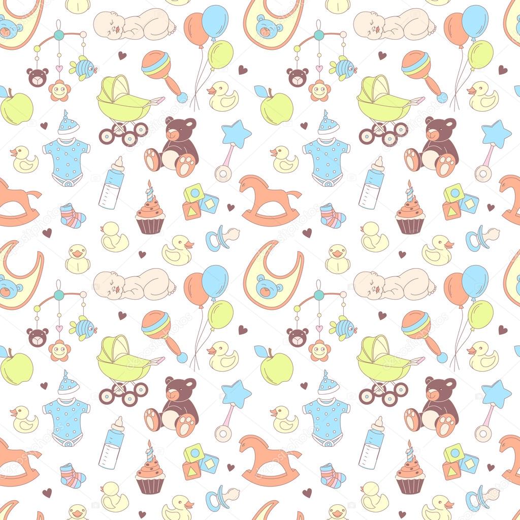 Baby shower seamless pattern. Texture for baby girl and baby boy ⬇ ...