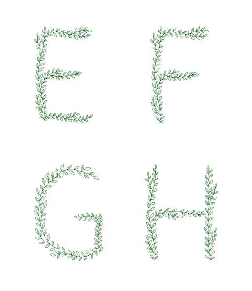 Green Tree Branch Set Letters Alphabet Abc Font Capital Letters Stock ...