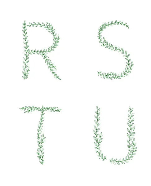 Green Tree Branch Set Letters Alphabet Abc Font Capital Letters Stock ...