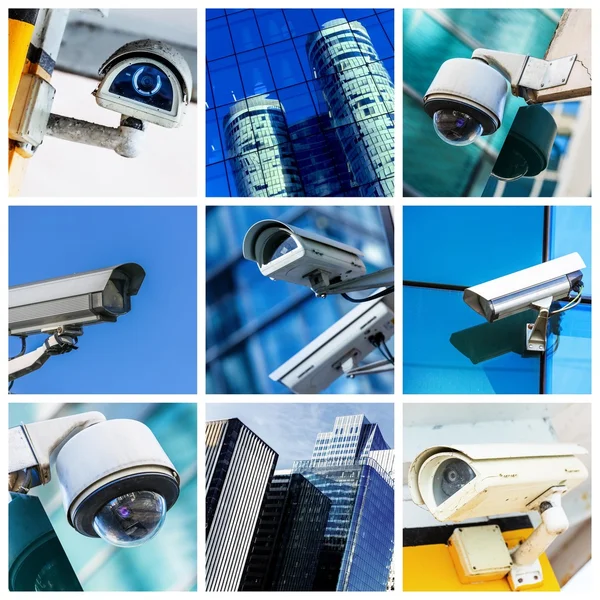 Collage of closeup security CCTV camera or surveillance system Stock ...