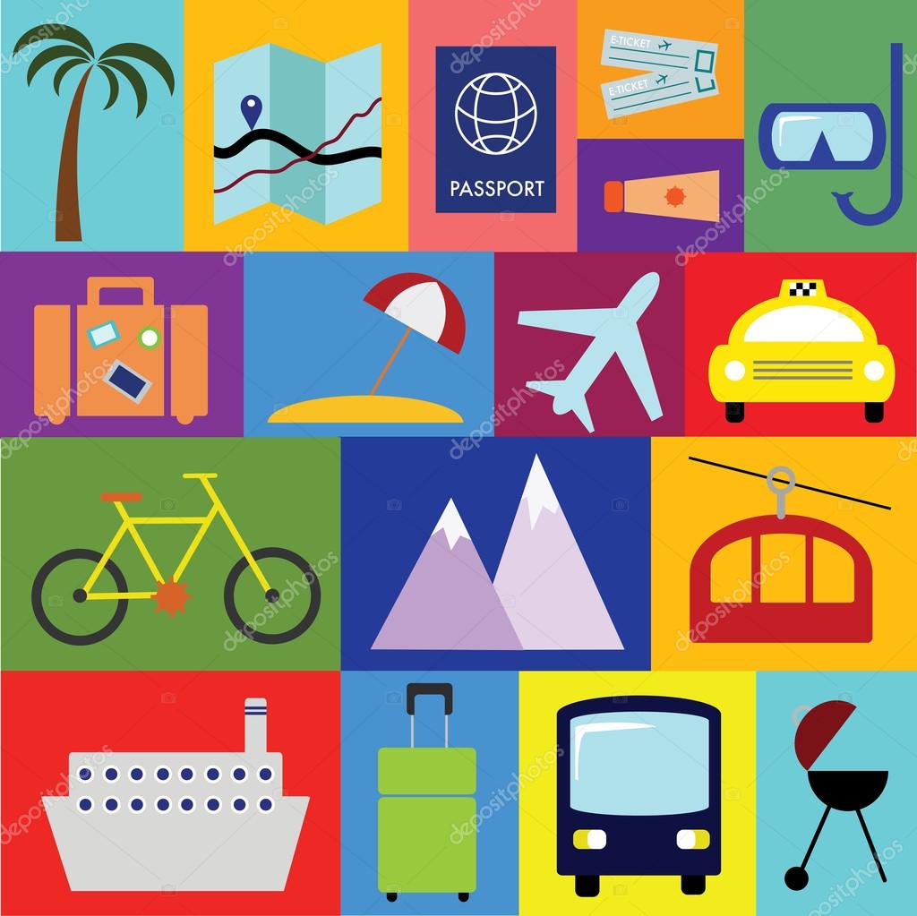 Travel and vacation vector symbols collection Stock Vector Image by ...