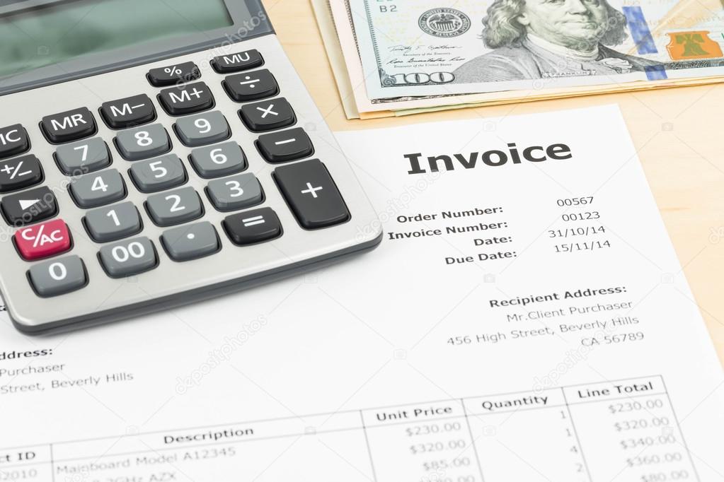Invoice with calculator and dollar banknote — Stock Photo © wirojsid ...
