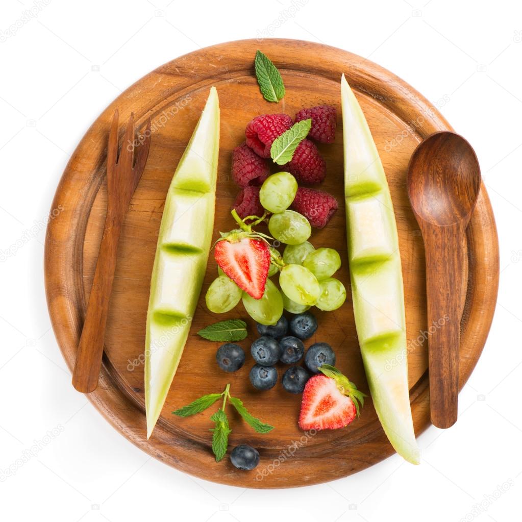 Platter of a assorted fresh fruits, top view Stock Photo by ©Denira ...