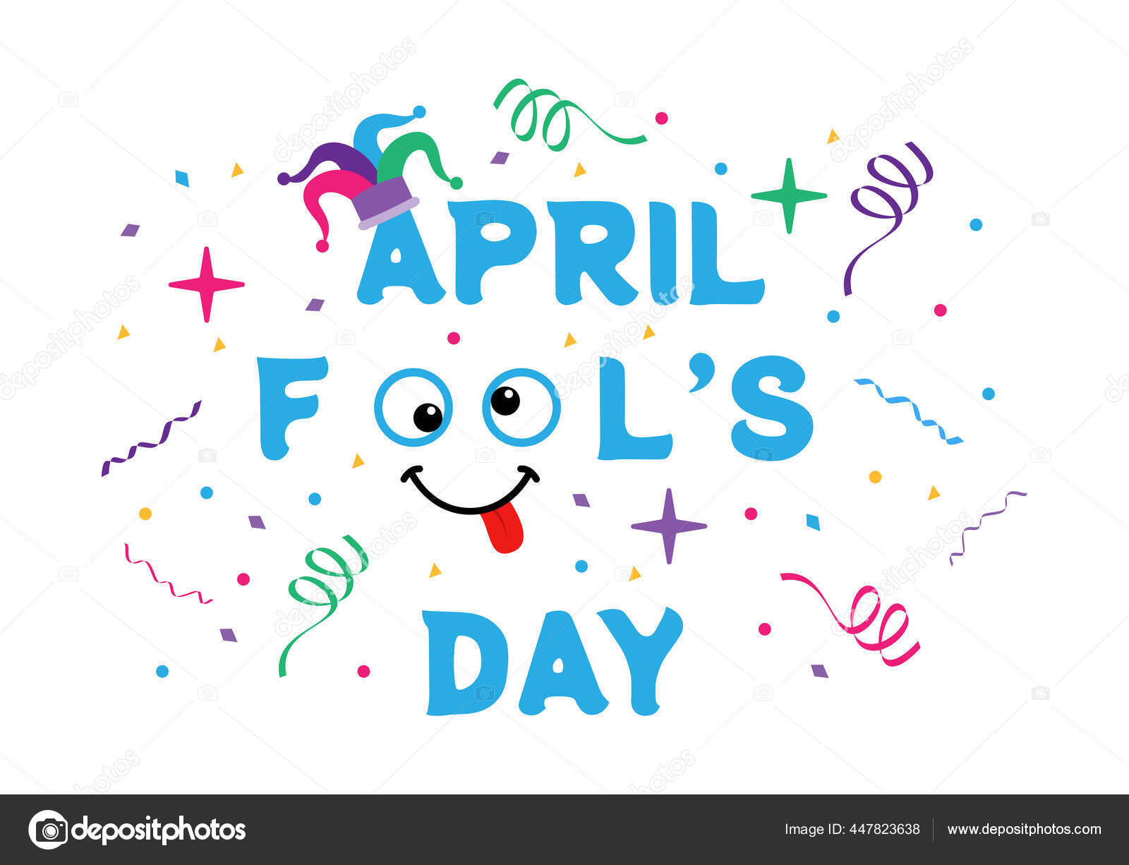 Celebration Happy April Fools Day Wearing Jester Hat Background Design Stock Vector By