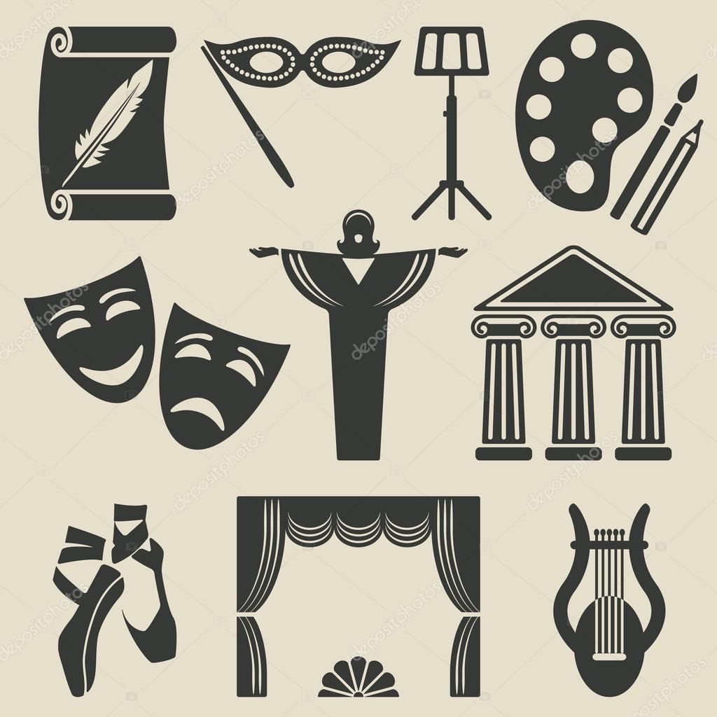 Vector: icono teatro | conjunto de iconos de arte teatro — Vector de ...