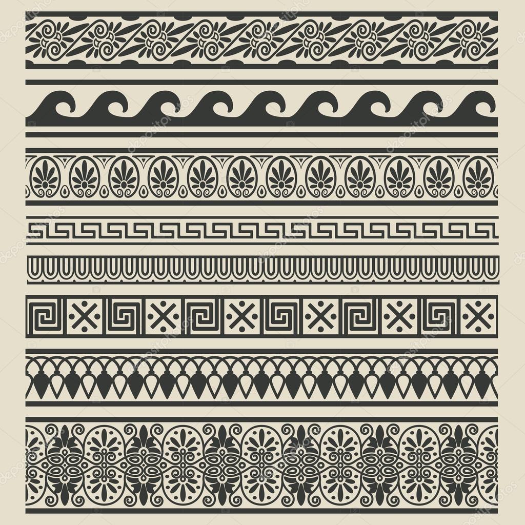 Border decoration set. Greek ethnic patterns Stock Vector Image by ...