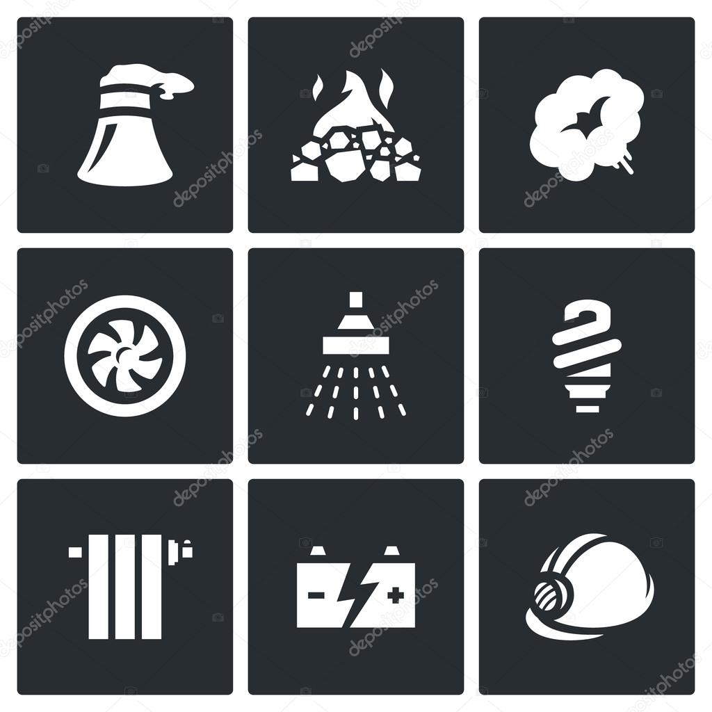 Vector Set of Thermal power plant Icons. Stock Vector Image by ...