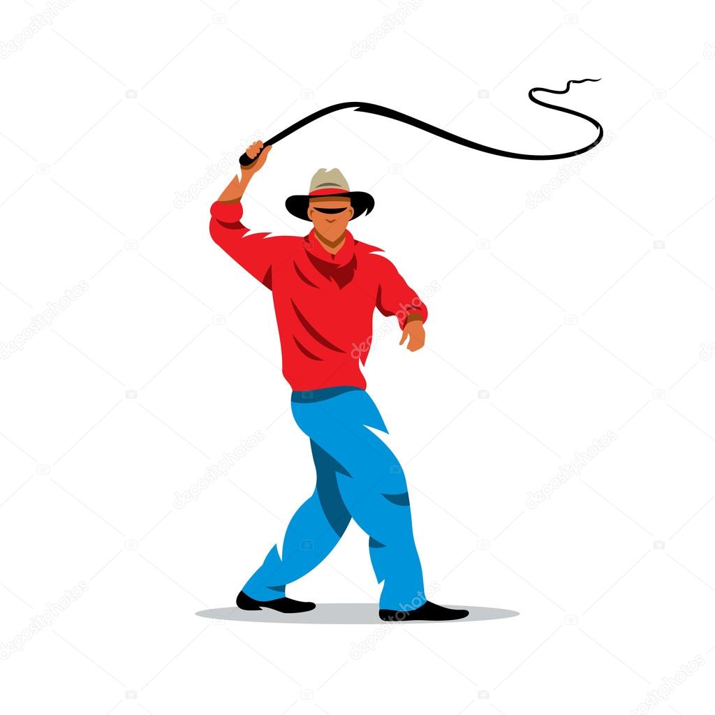 Vector hombre con látigo ilustración de dibujos animados. 2022