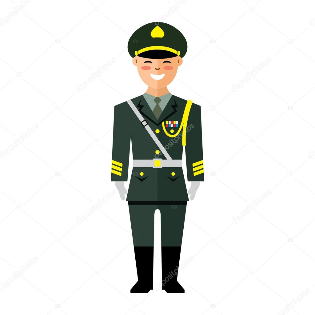 Vector Army of China. Flat style colorful Cartoon illustration. Stock ...