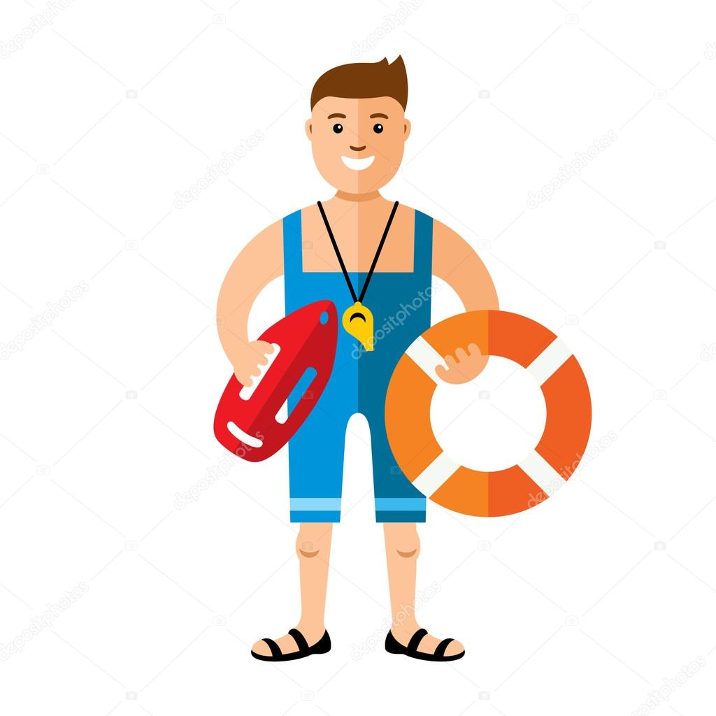Vector Salvavidas. Estilo plano colorido ilustración de dibujos ...