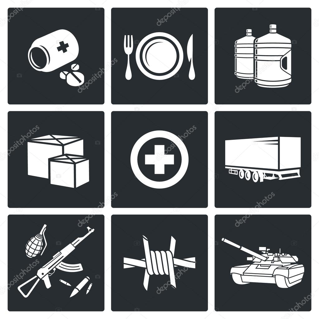 Ayuda humanitaria Conjunto de iconos Vector de stock por ©steinar14 ...