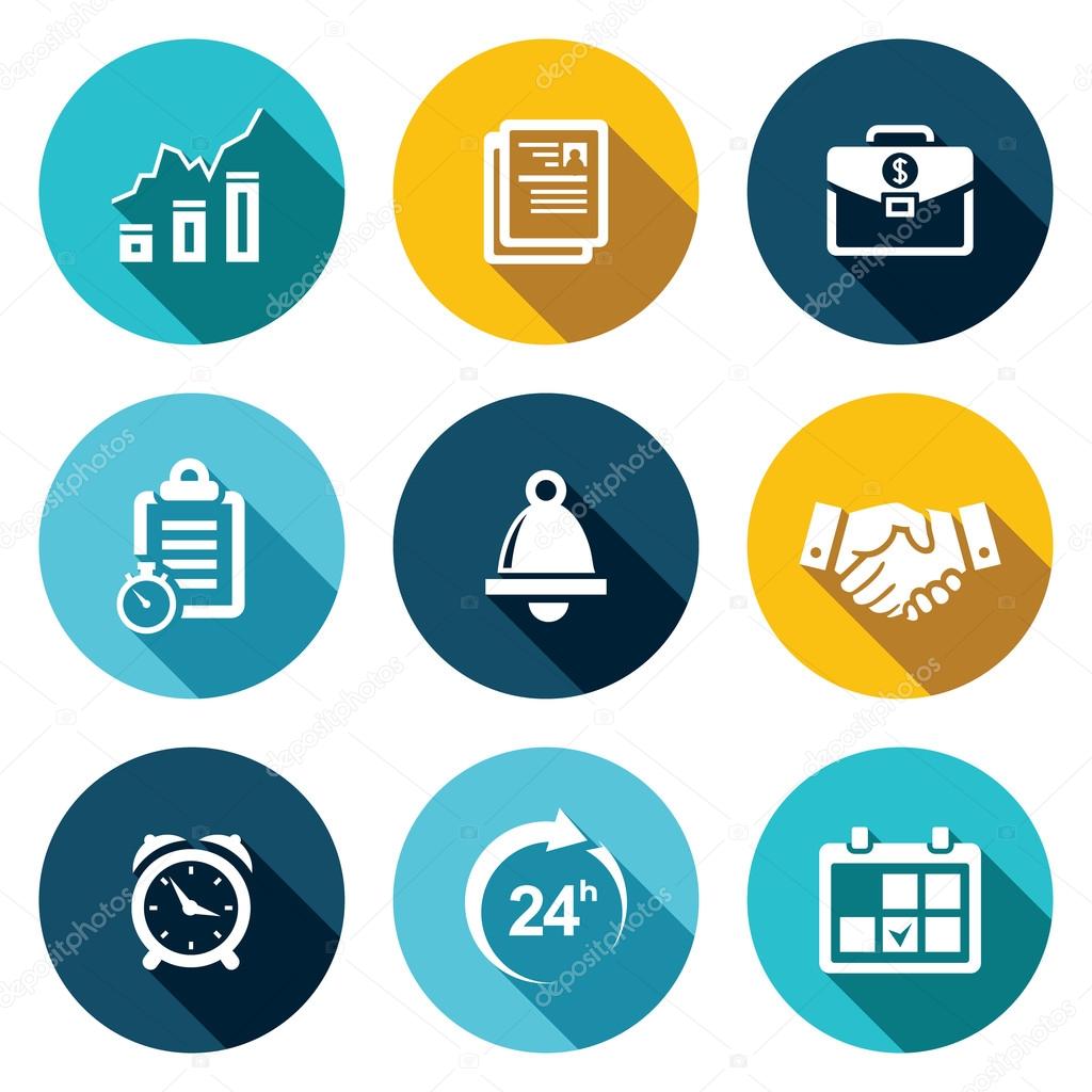 Oficina negocio conjunto de iconos planos 2024