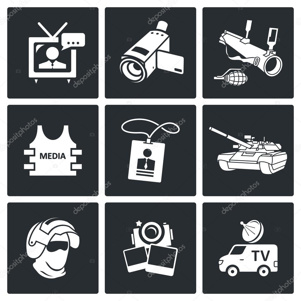 Media in war Icons set Stock Vector by ©steinar14 69210595