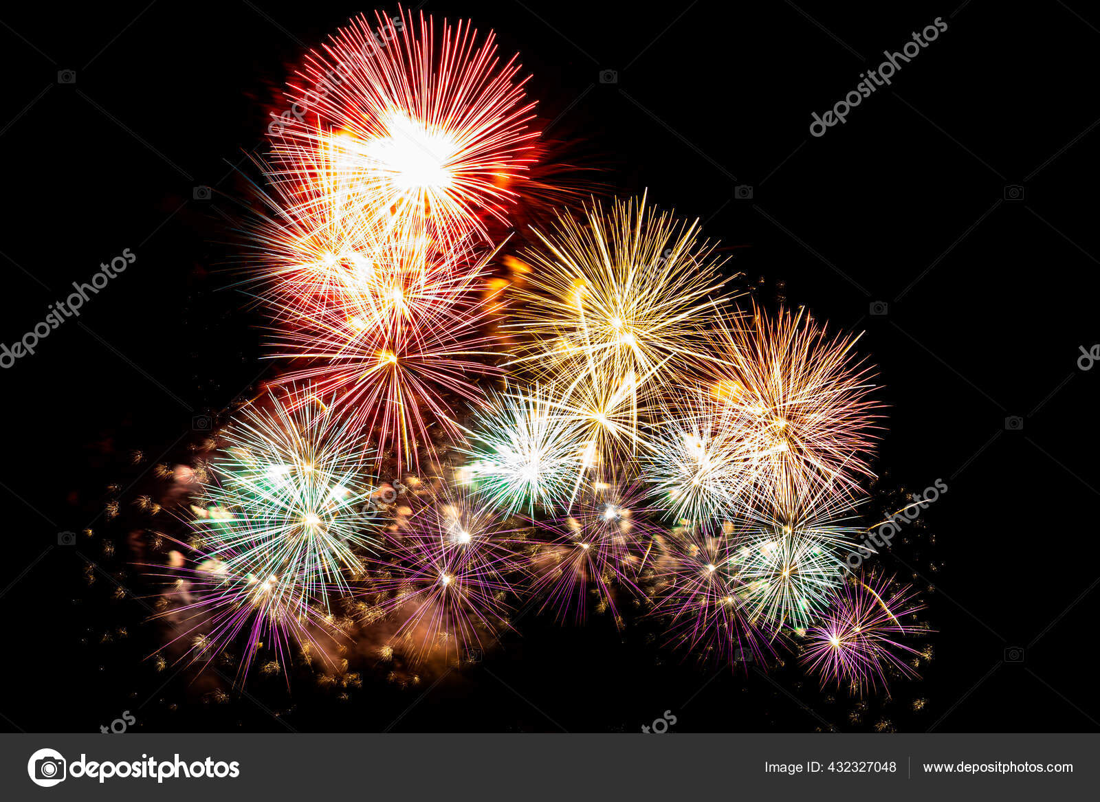 Abstract Colorful Firework Display Celebration Anniversary Background ...