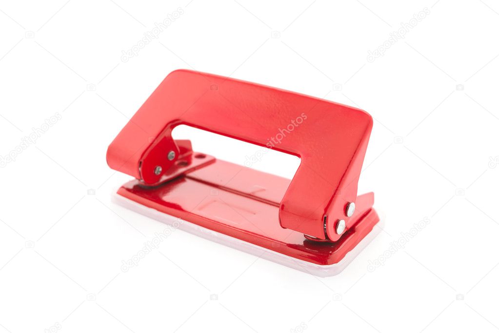 Red office punch isolated on white background — Stock Photo ...
