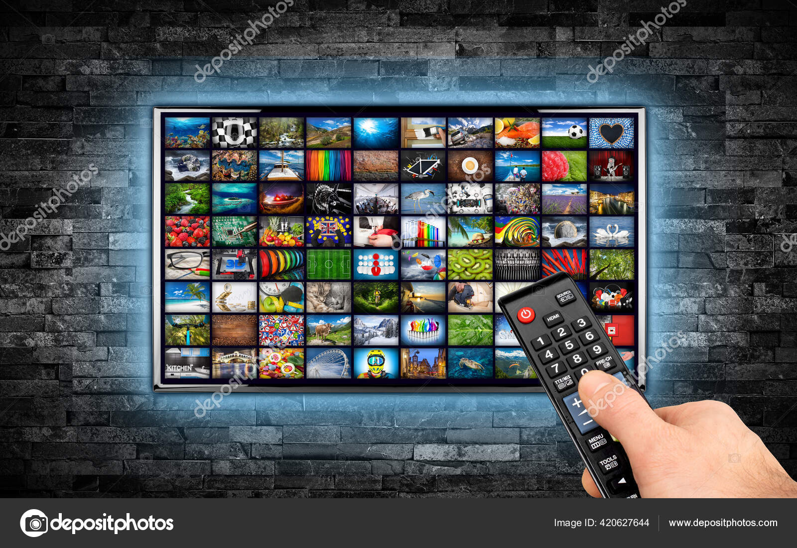 Black Flat Screen Display Picture Movie Gallery Backdrop Television ...