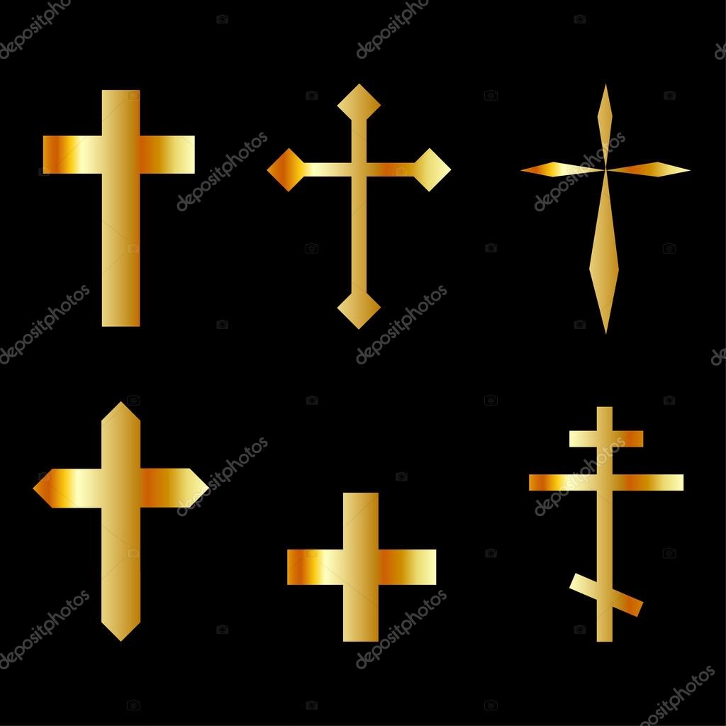 Golden christian crosses in different designs — Stock Vector © shawlin ...