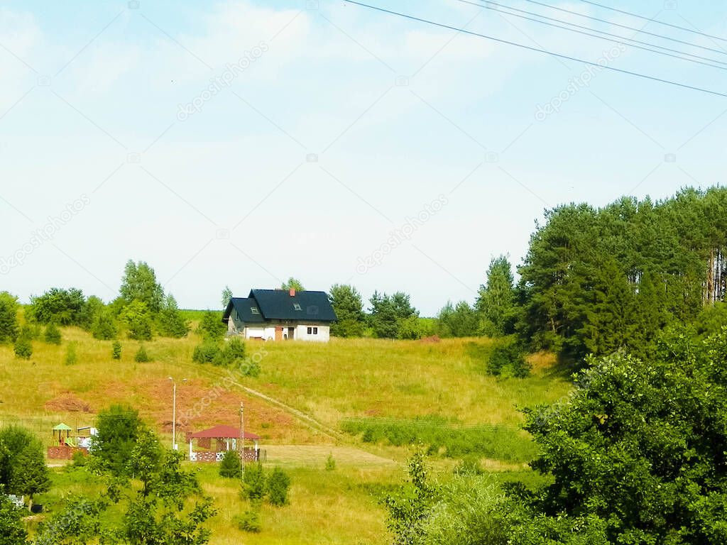 Casas de campo y colinas en Wiezyca, regi n de Kashubian, Polonia. Wiezyca es una zona tur stica ...