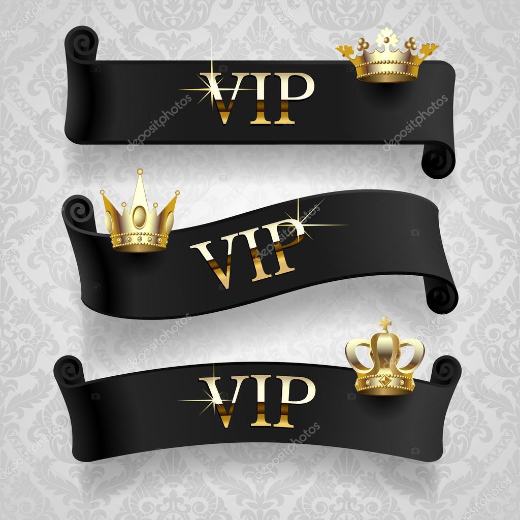 Black VIP ribbons with gold crowns Stock Vector Image by ©maystra ...
