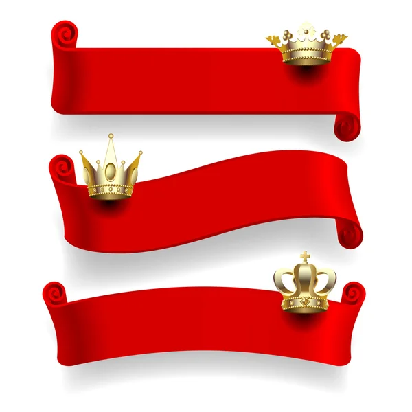Royal crown with gold and red ribbons — Stock Vector © maystra #106150112