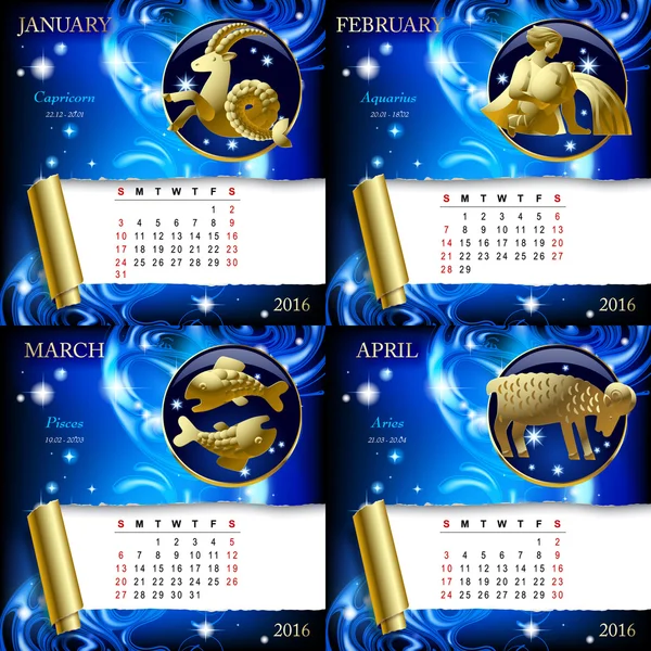 Zodiac Calendar page Stock Vector by ©maystra 57679003