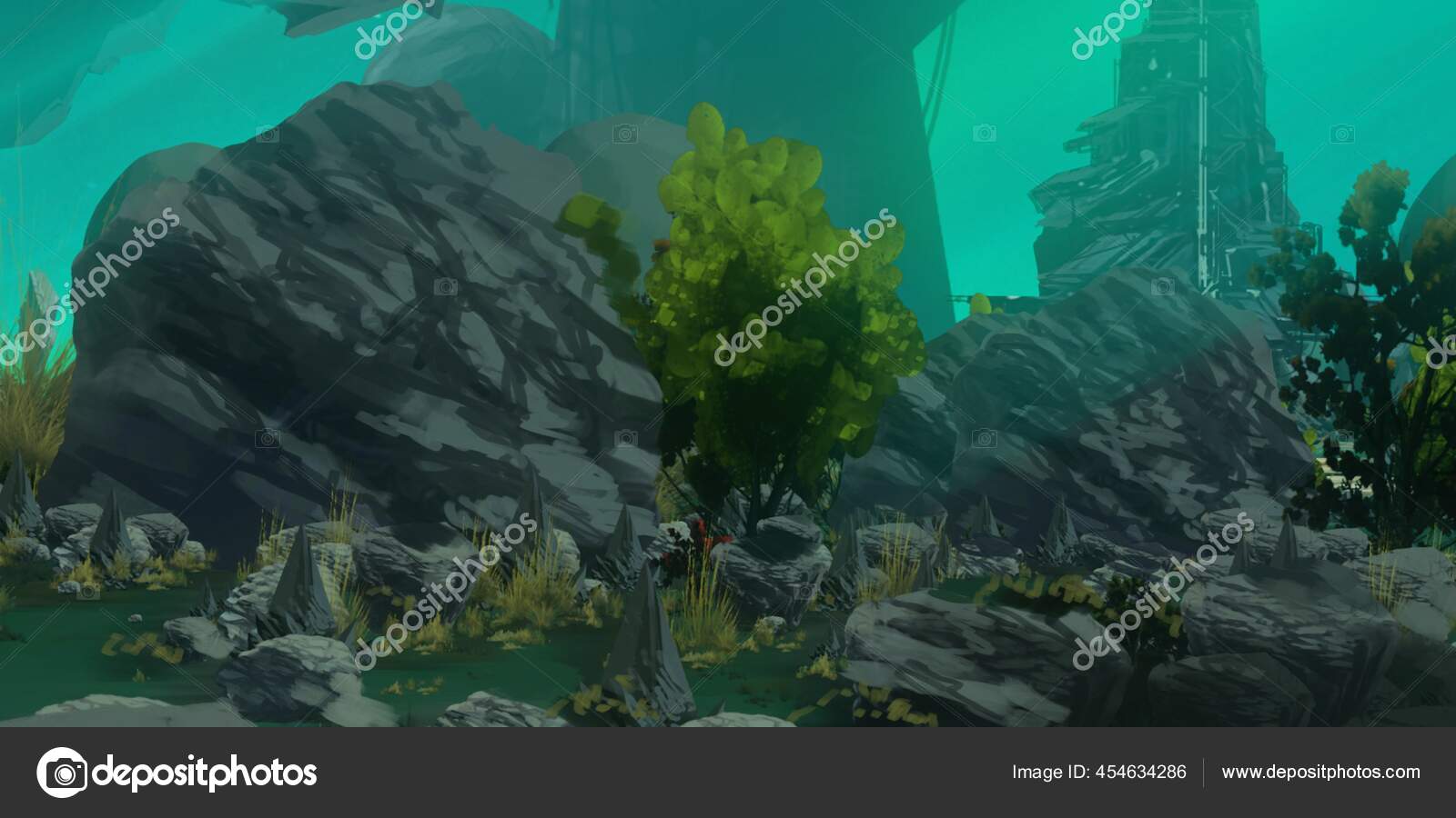 Futuristic Concept Art Alien Planet Science Fiction Theme Colorful ...