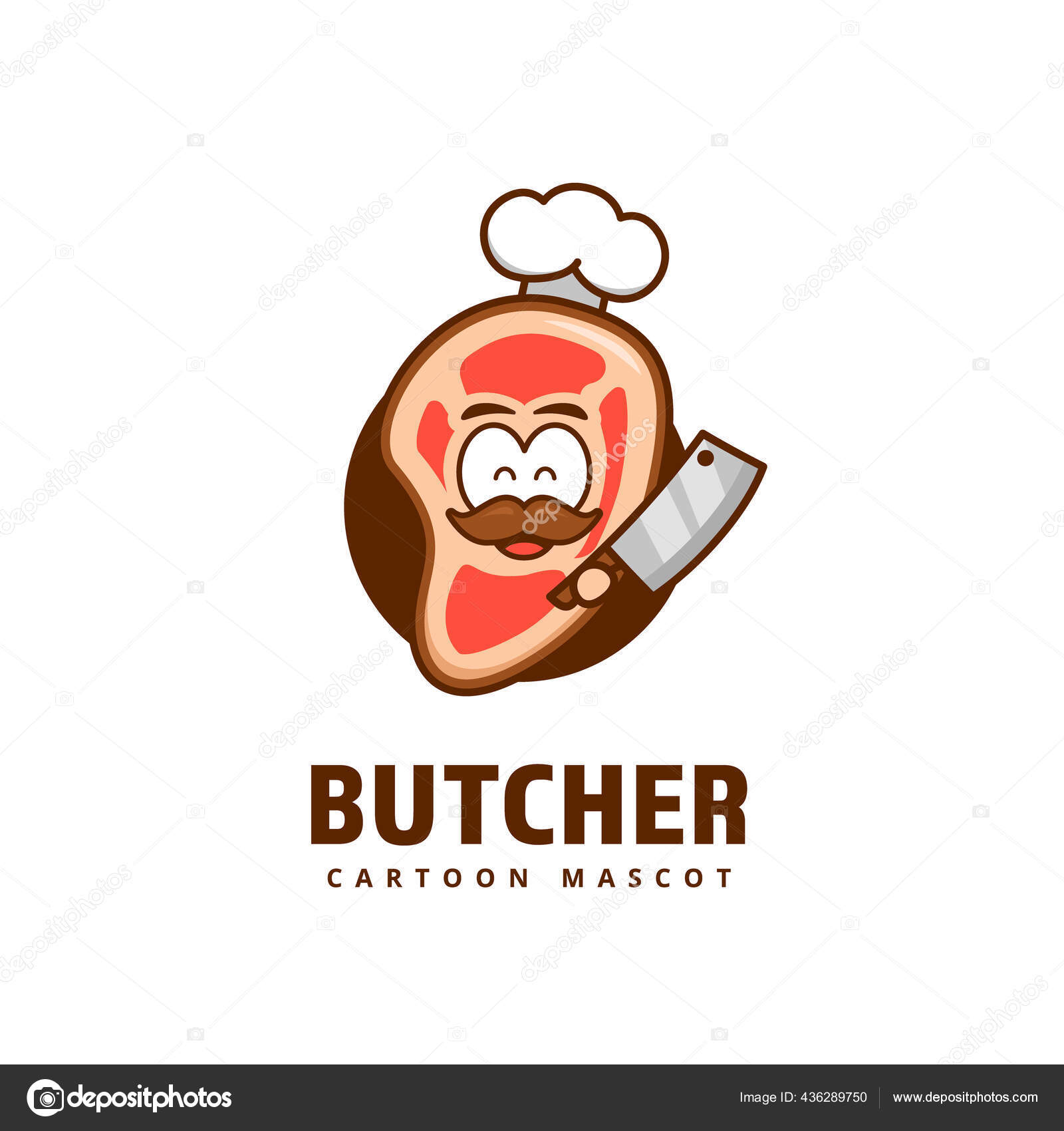 Cute Meat Butcher Meat Kitchen Chef Logo Icon Mascot Character Stock ...