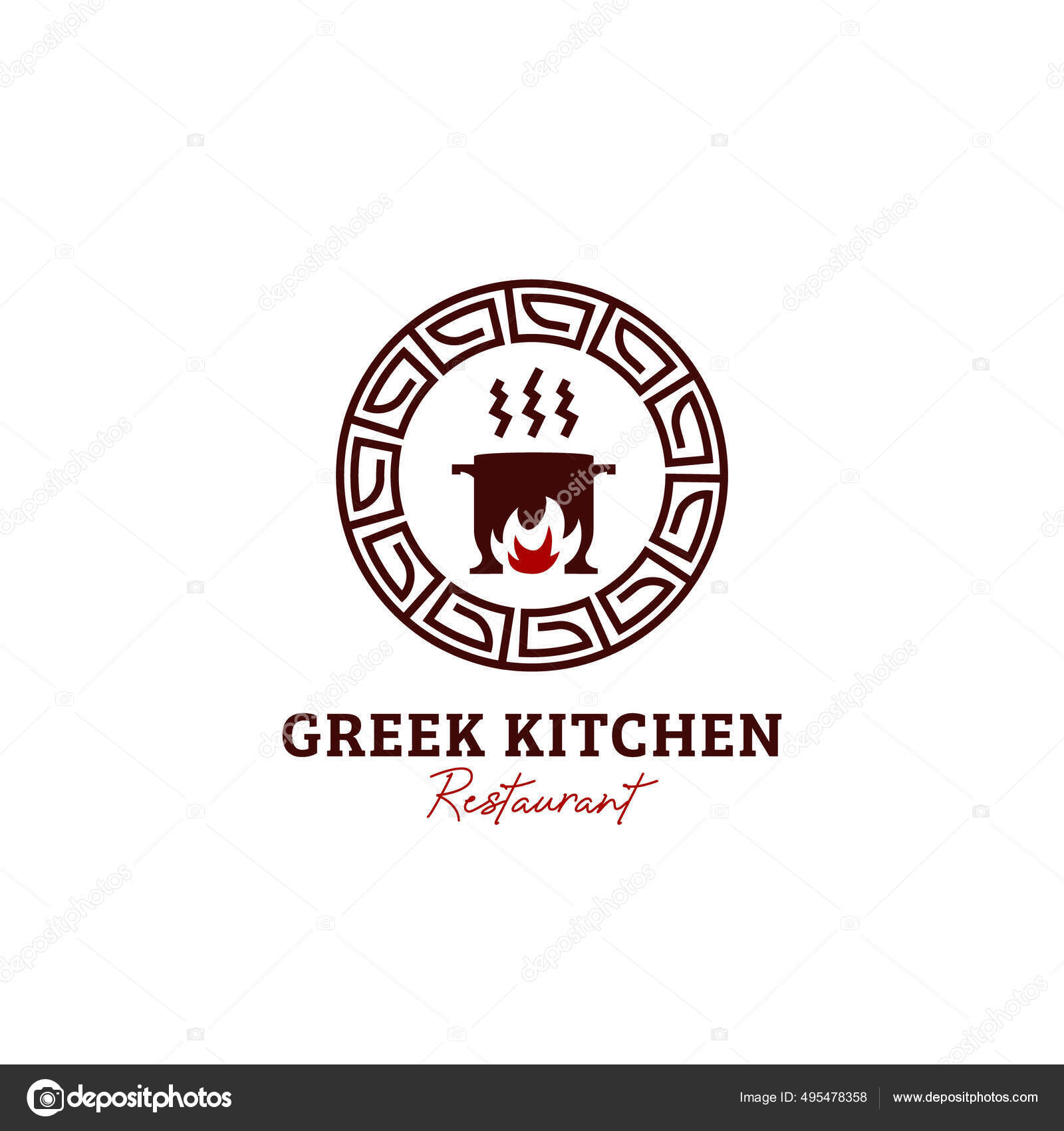 Greek Kitchen Restaurant Logo Icon Stock Vector by ©Abdie 495478358