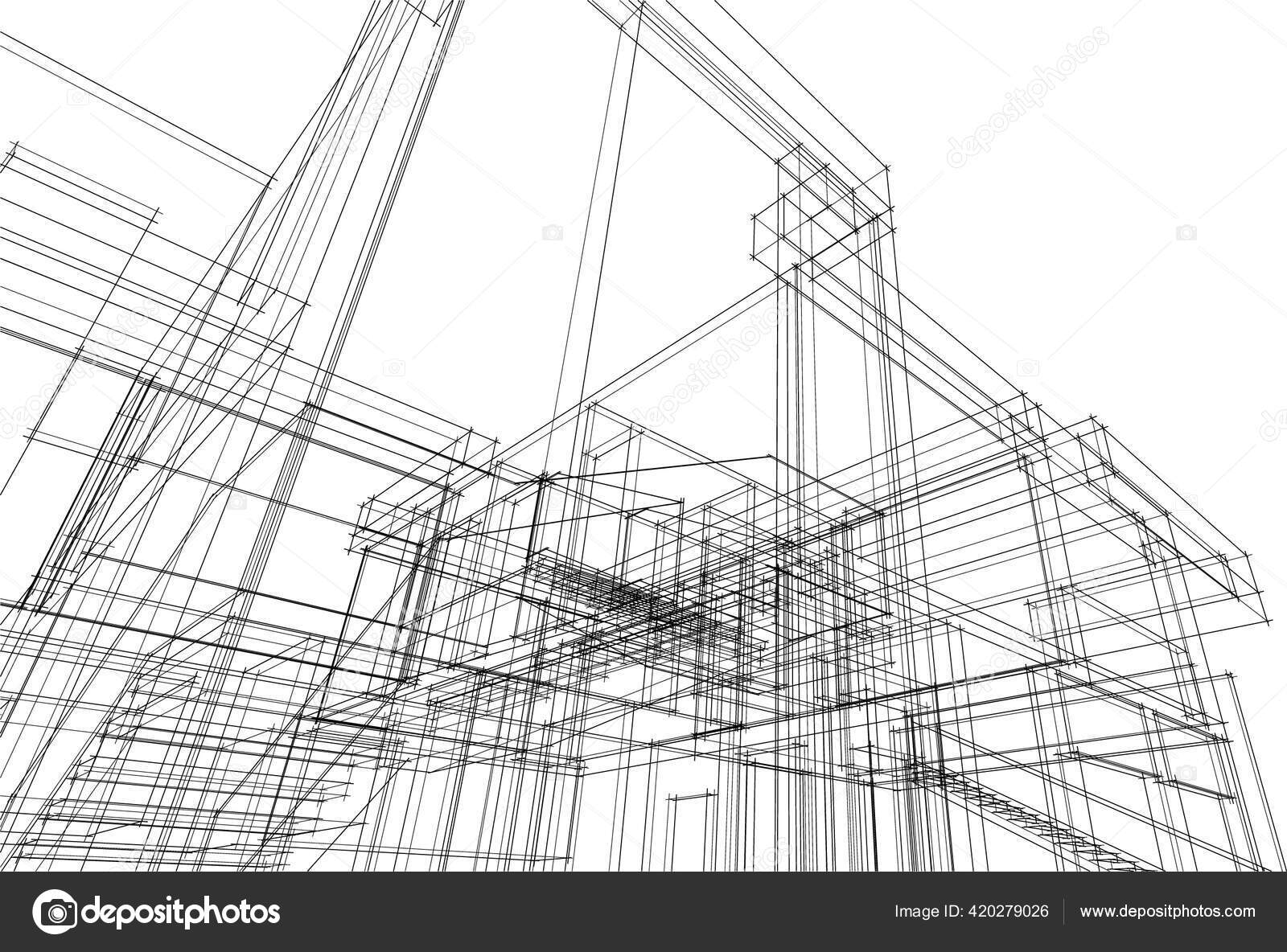 Abstract Drawing Lines Architectural Art Concept Minimal Geometrical ...