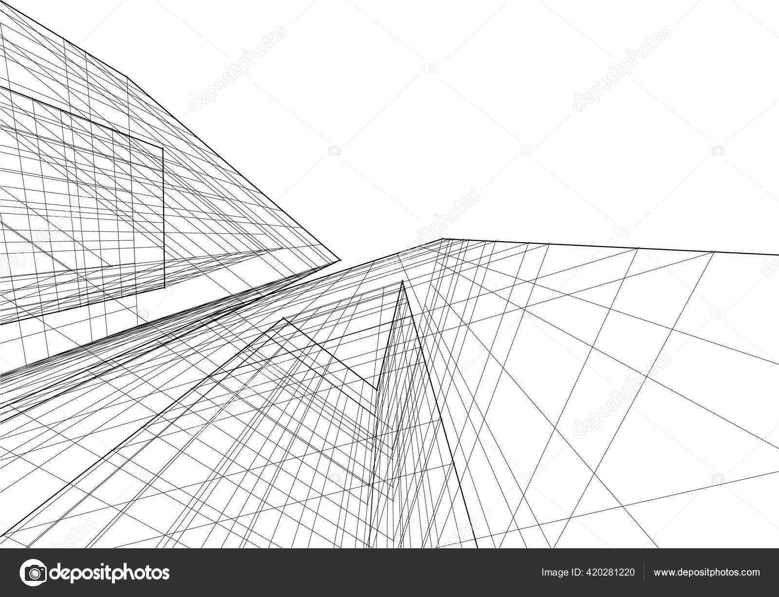 Abstract Drawing Lines Architectural Art Concept Minimal Geometrical ...