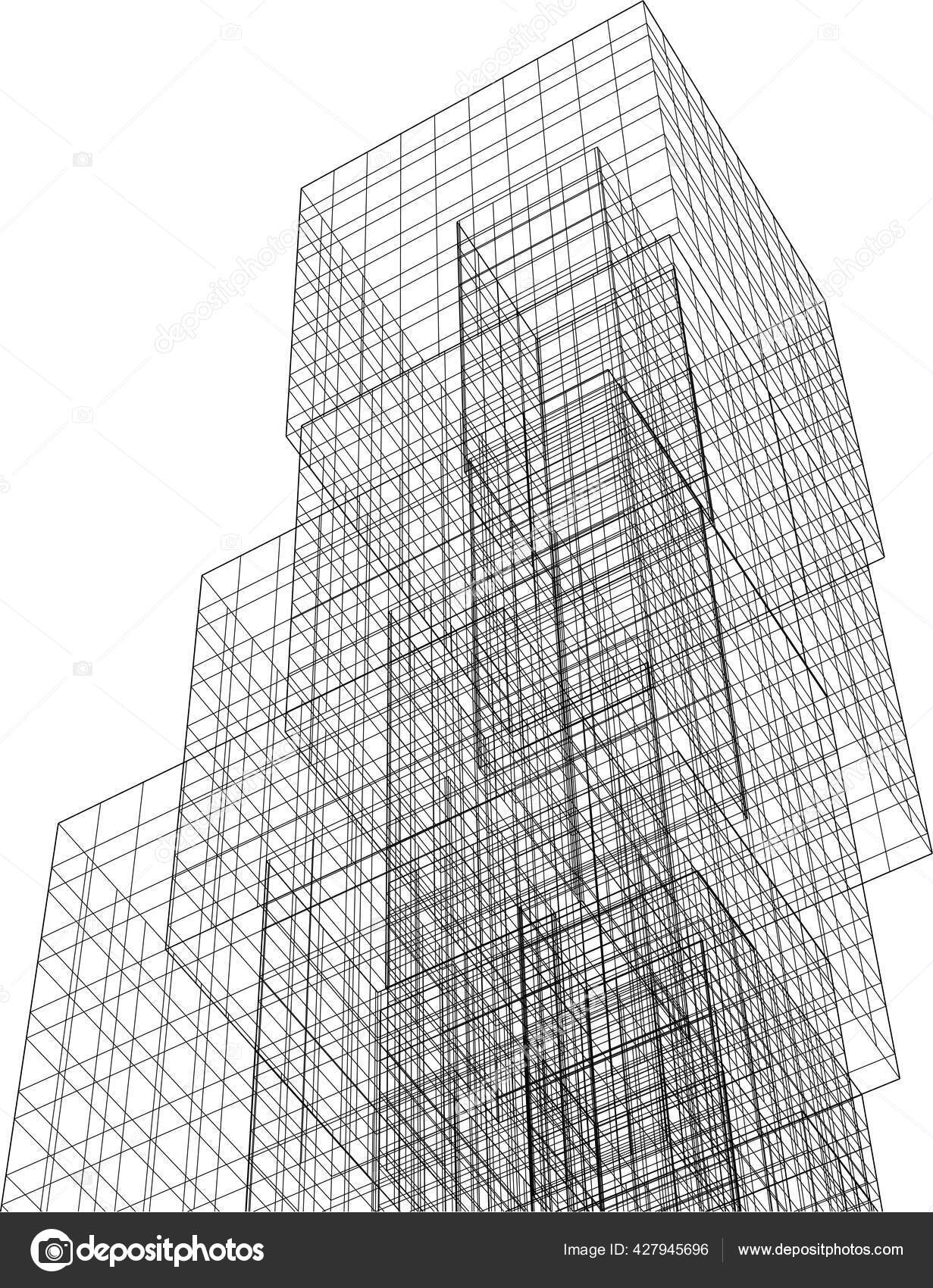 Abstract Drawing Lines Architectural Art Concept Minimal Geometrical ...