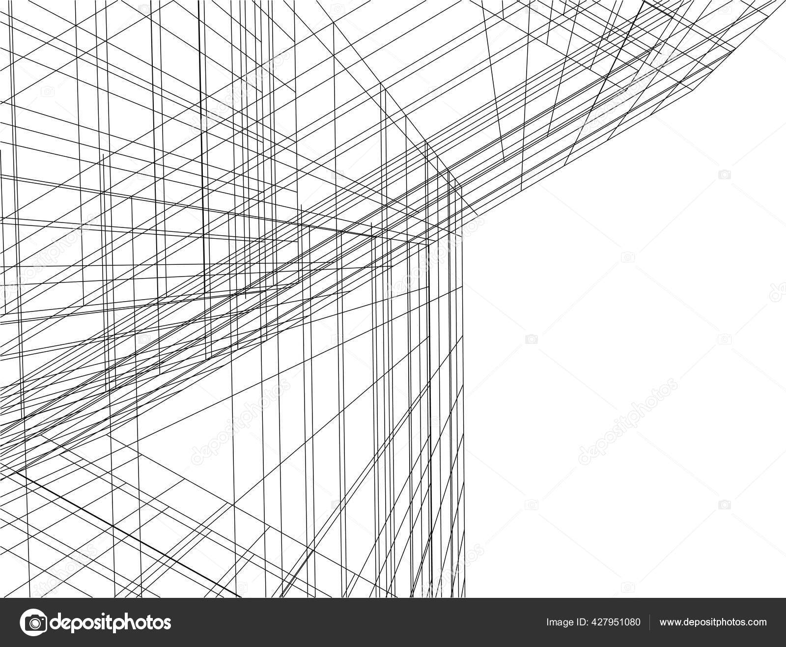 Abstract Drawing Lines Architectural Art Concept Minimal Geometrical ...