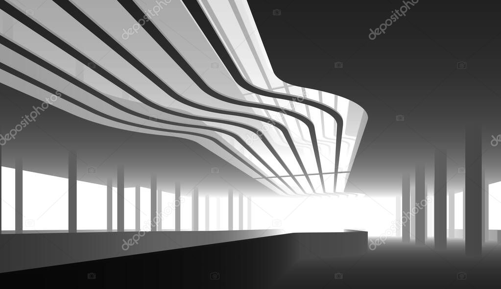 líneas abstractas de dibujo en concepto de arte arquitectónico, formas ...