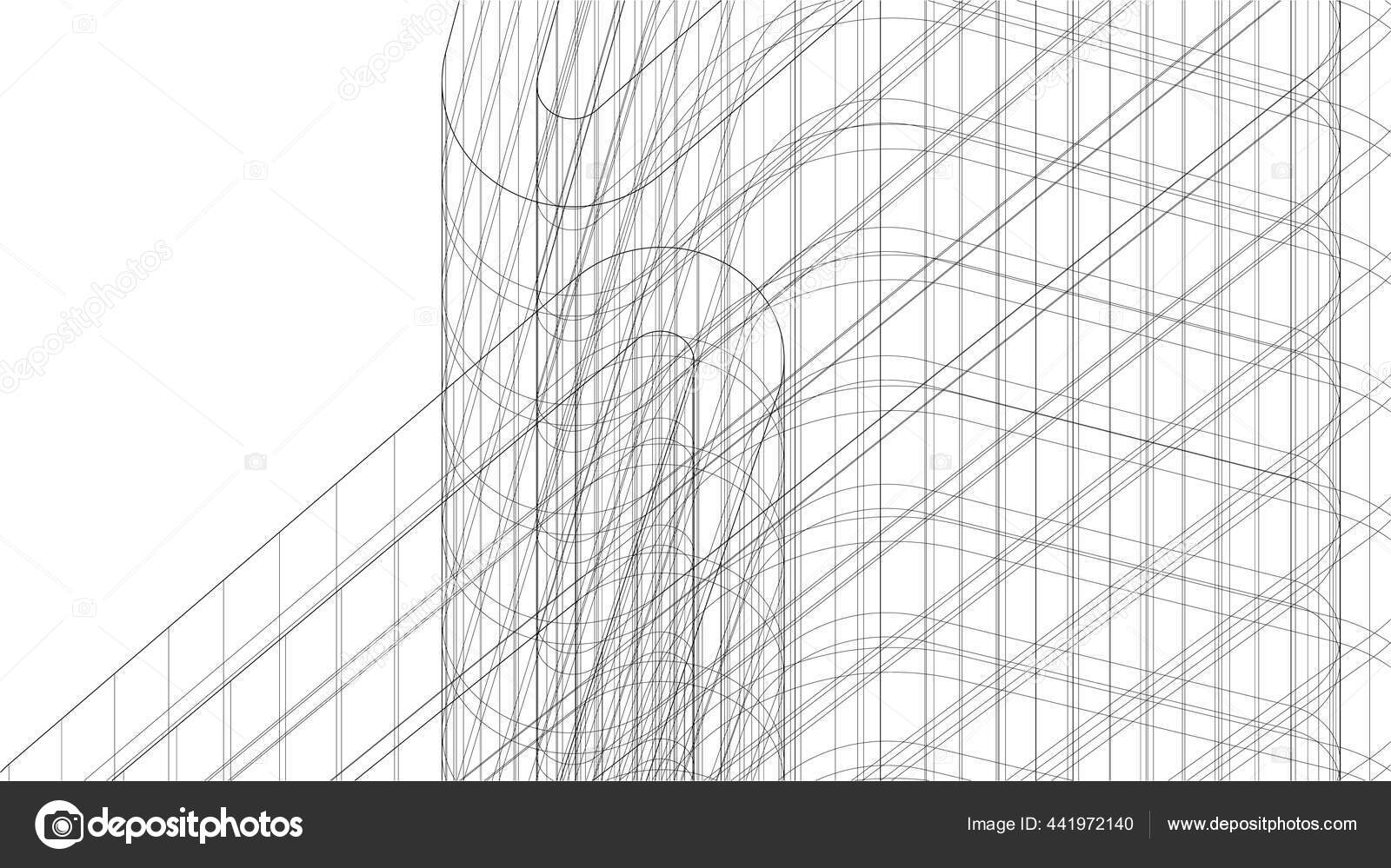 Abstract Drawing Lines Architectural Art Concept Minimal Geometrical ...