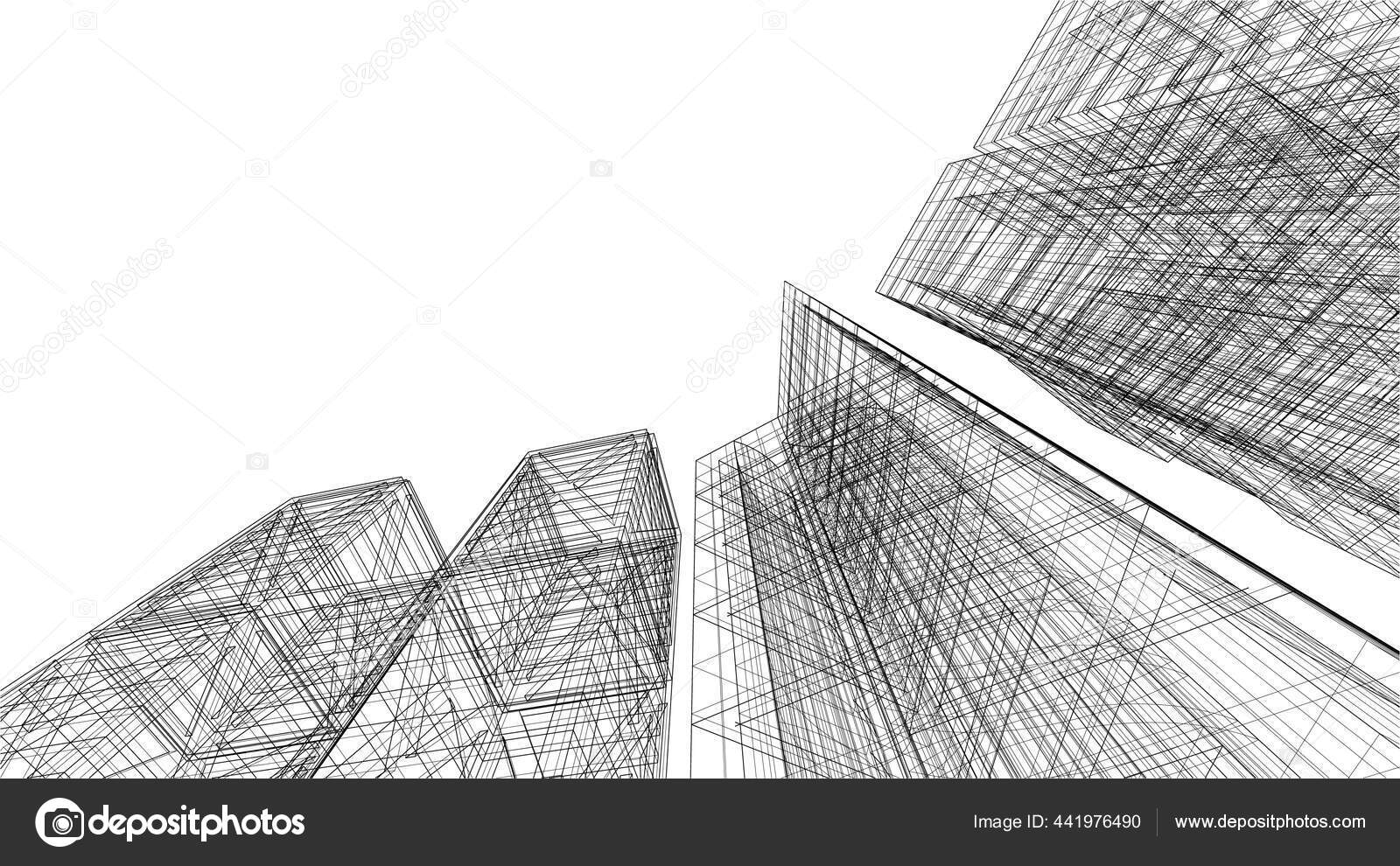 Abstract Drawing Lines Architectural Art Concept Minimal Geometrical ...