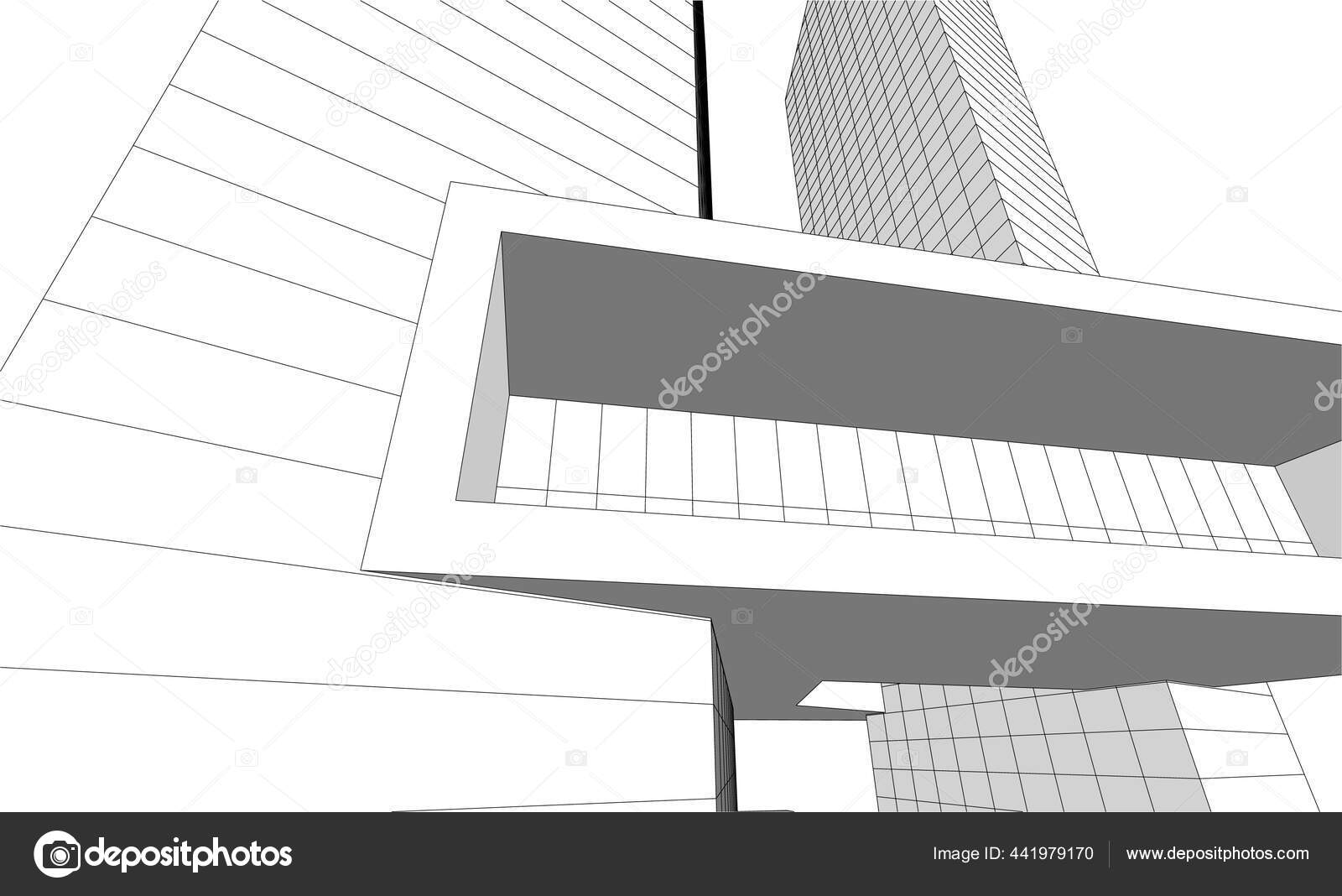Abstract Drawing Lines Architectural Art Concept Minimal Geometrical ...