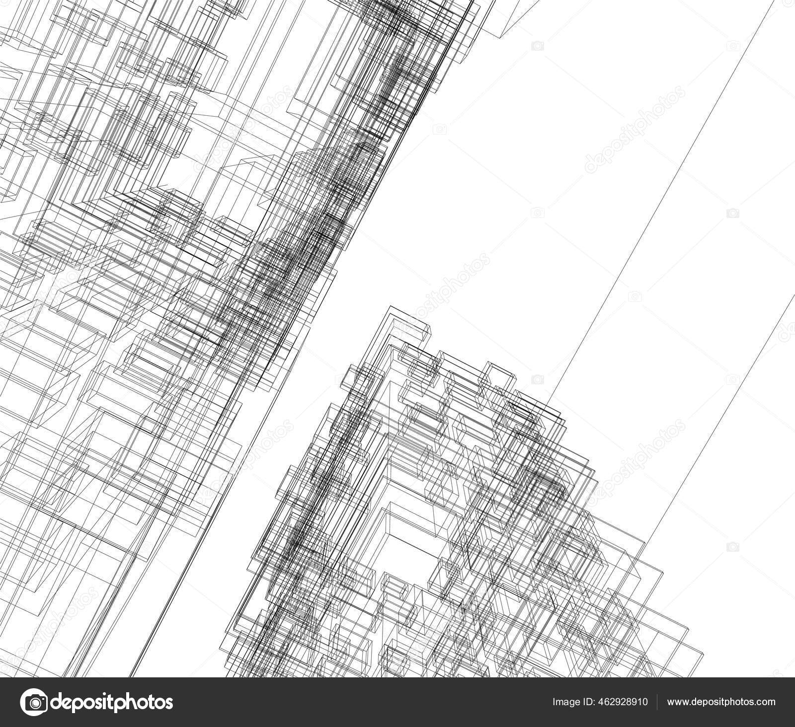 Arte Arquitectónico Forrado Fondo Pantalla Digital Vector de stock ...