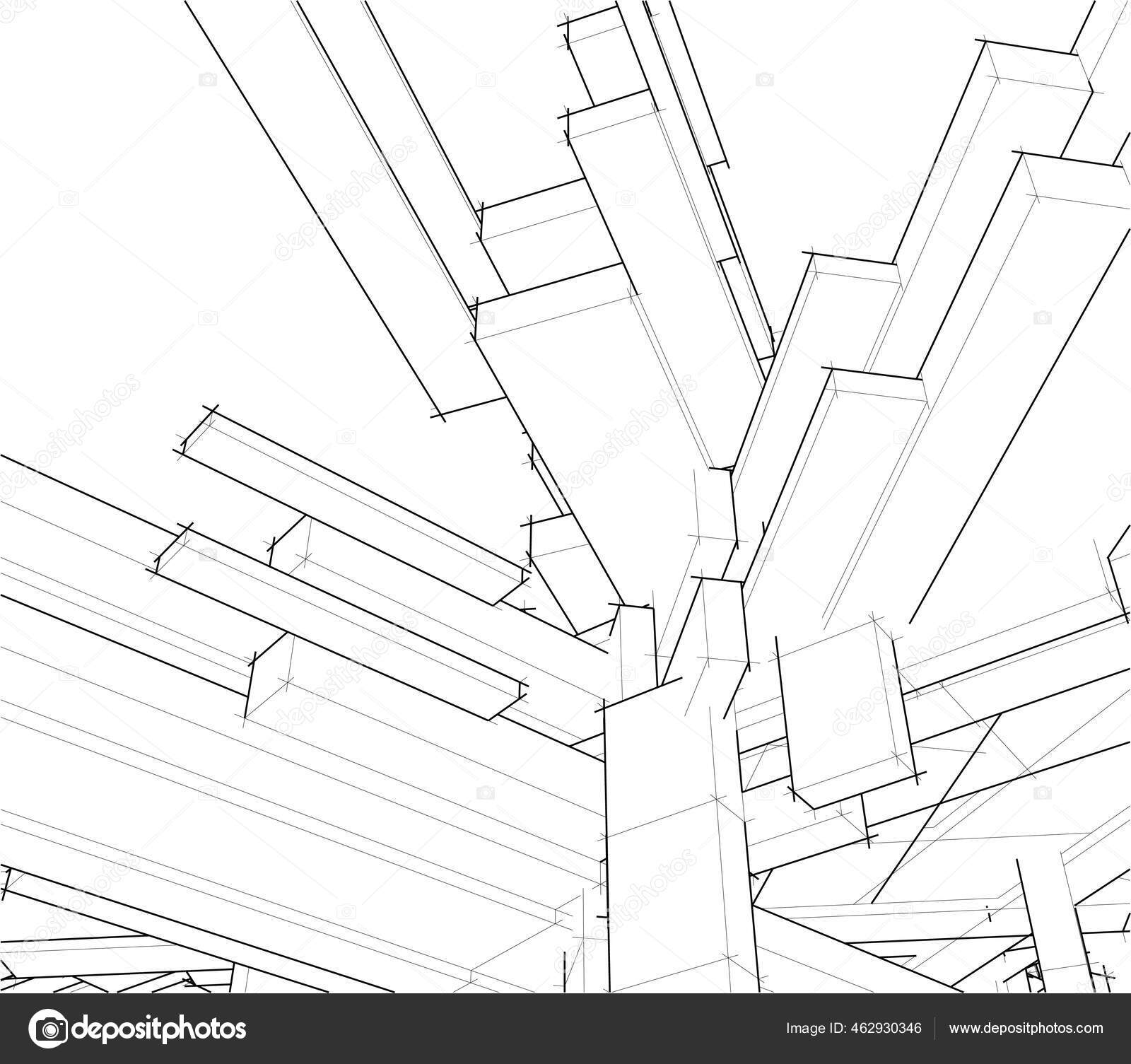 Arte Arquitectónico Forrado Fondo Pantalla Digital Vector de stock ...