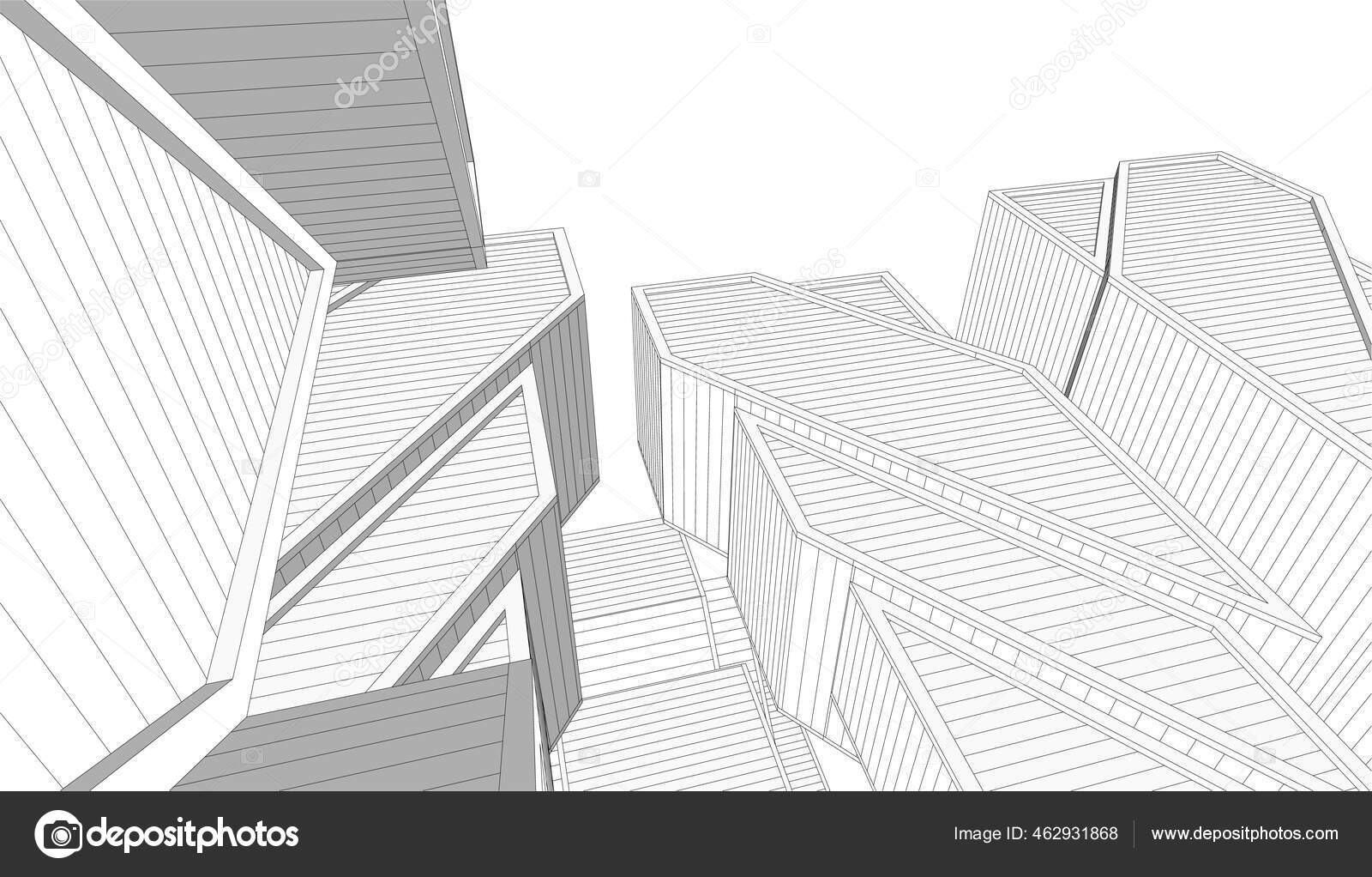 Arte Arquitectónico Forrado Fondo Pantalla Digital Vector de stock ...